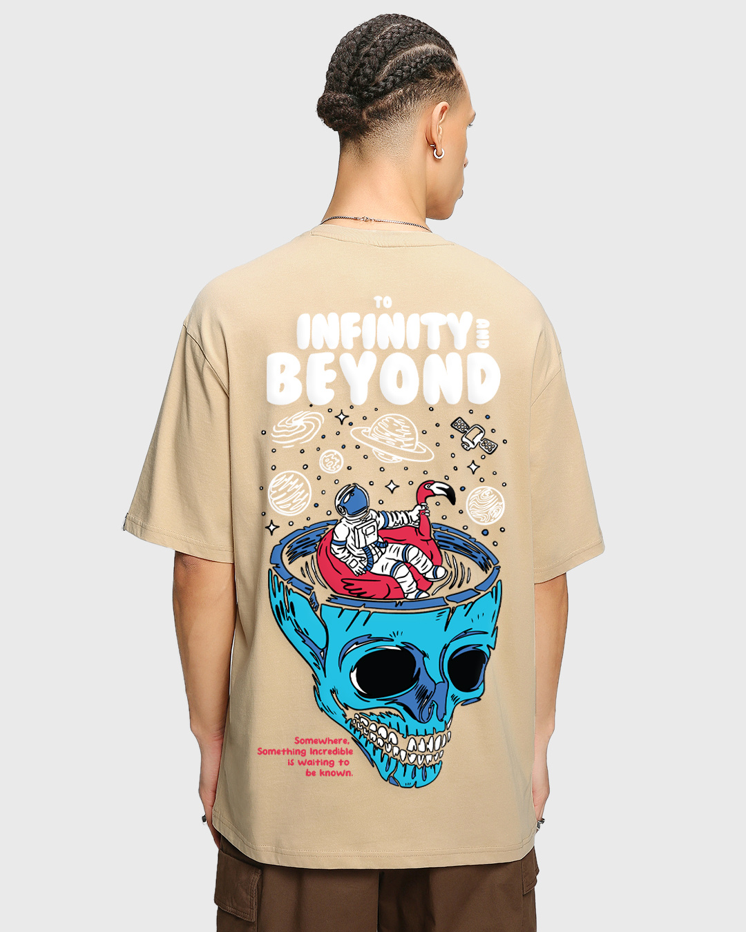 Buy Men's Brown Infinity Space Graphic Printed Oversized T-shirt Online ...