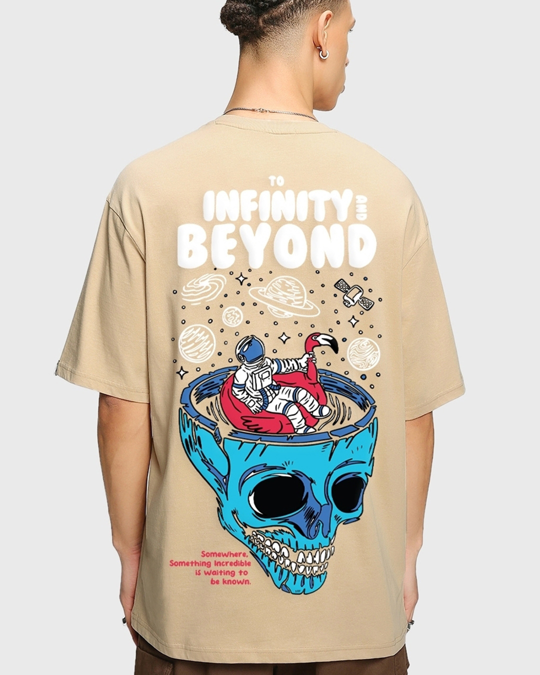 Buy Men's Brown Infinity Space Graphic Printed Oversized T-shirt Online ...