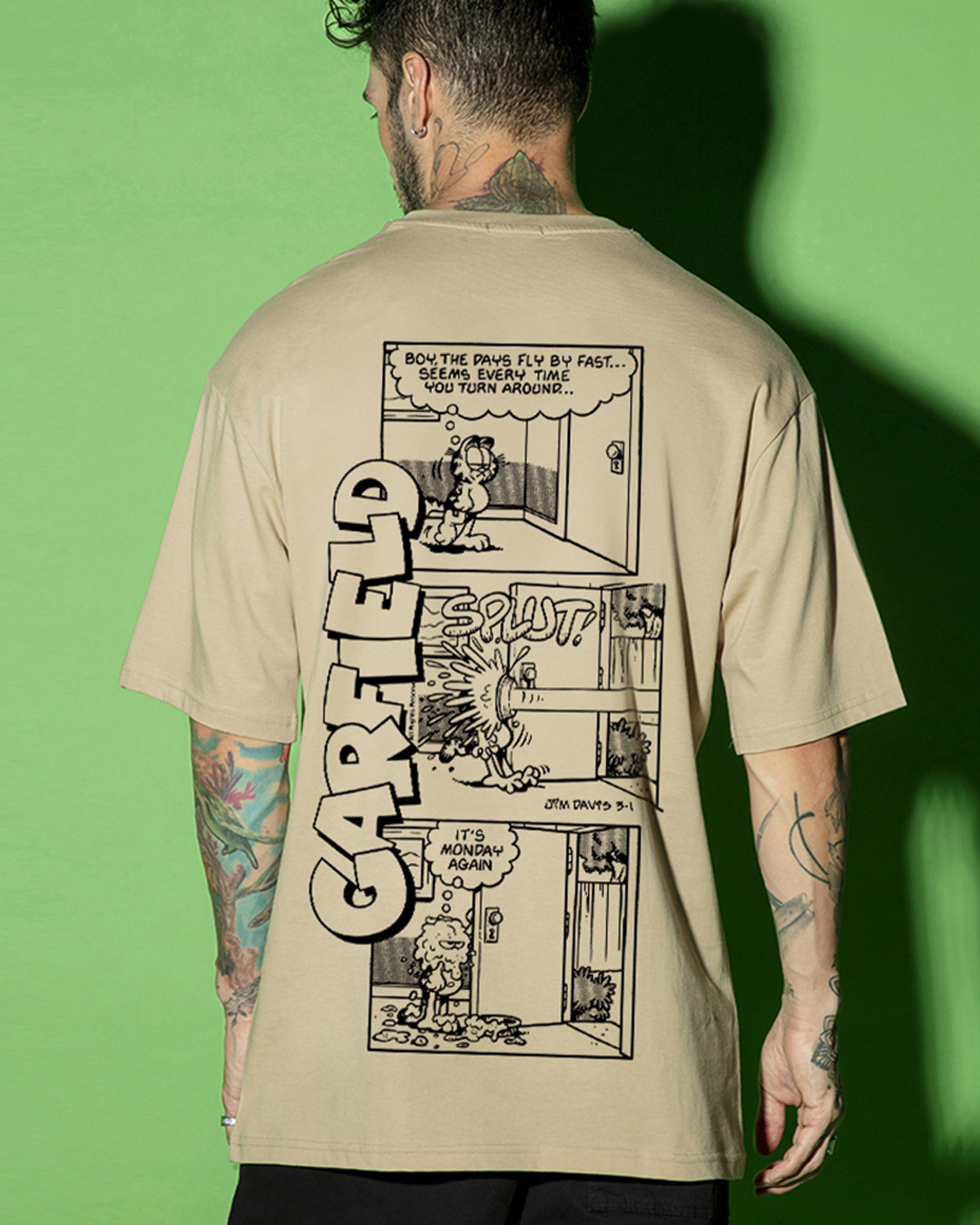 Buy Men's Brown It's Monday Again Graphic Printed Oversized T-shirt ...