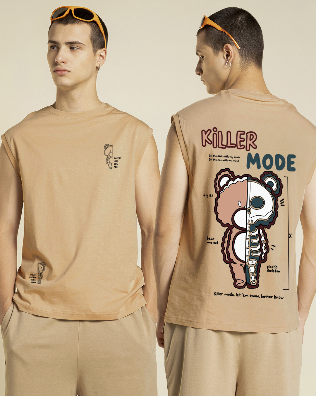Buy Men's Brown Killer Mode Graphic Printed Oversized Vest Online at ...