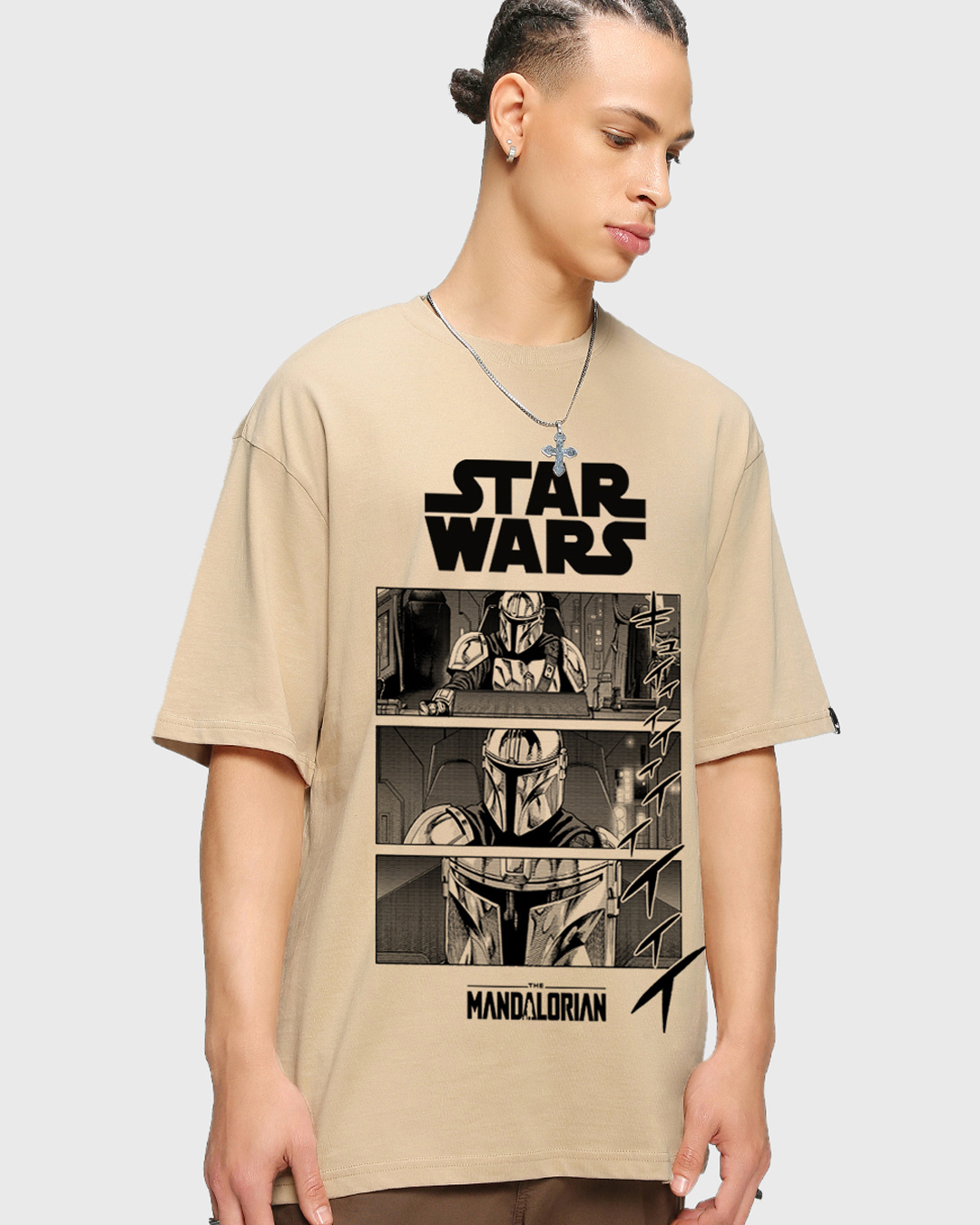 Buy Men's Brown Mando Graphic Printed Oversized T-shirt Online at Bewakoof