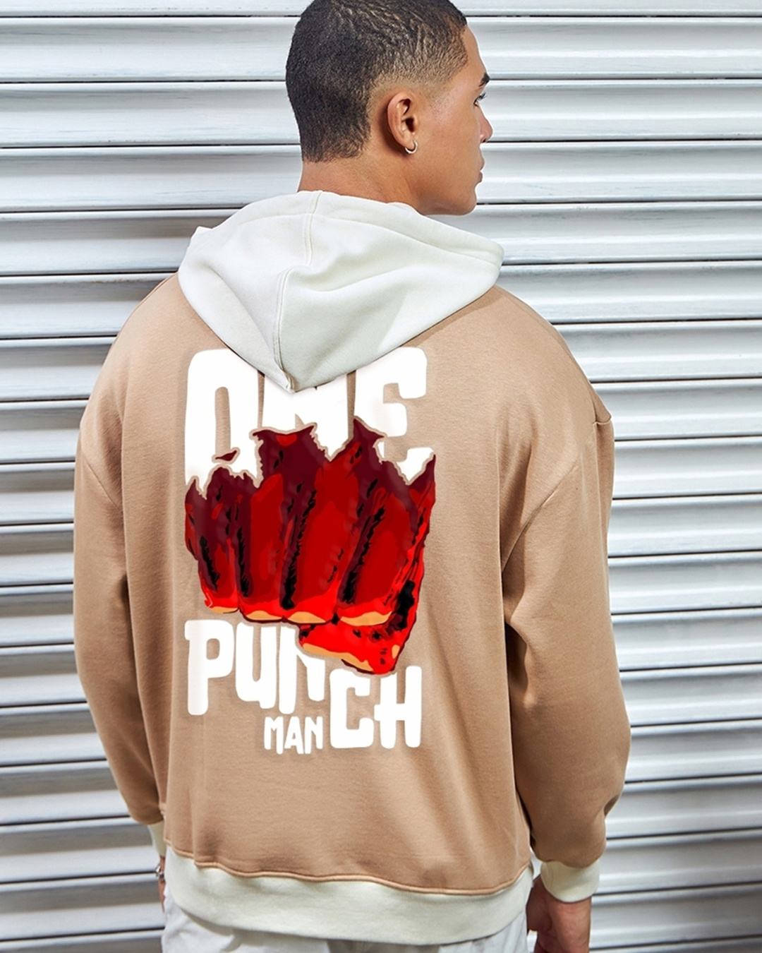 Buy Men's Brown One Punch Man Graphic Printed Oversized Hoodies Online ...