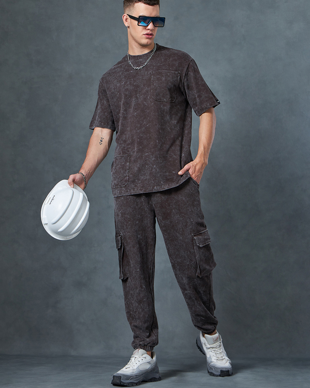 Buy Men's Brown Oversized Acid Wash Co-ordinates Online in India at ...