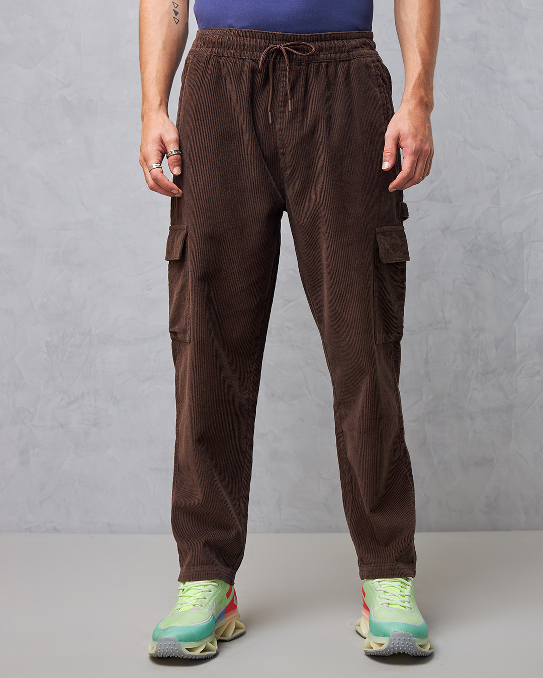 Buy Men's Brown Tapered Fit Japanese Cargo Carpenter Pants Online at ...