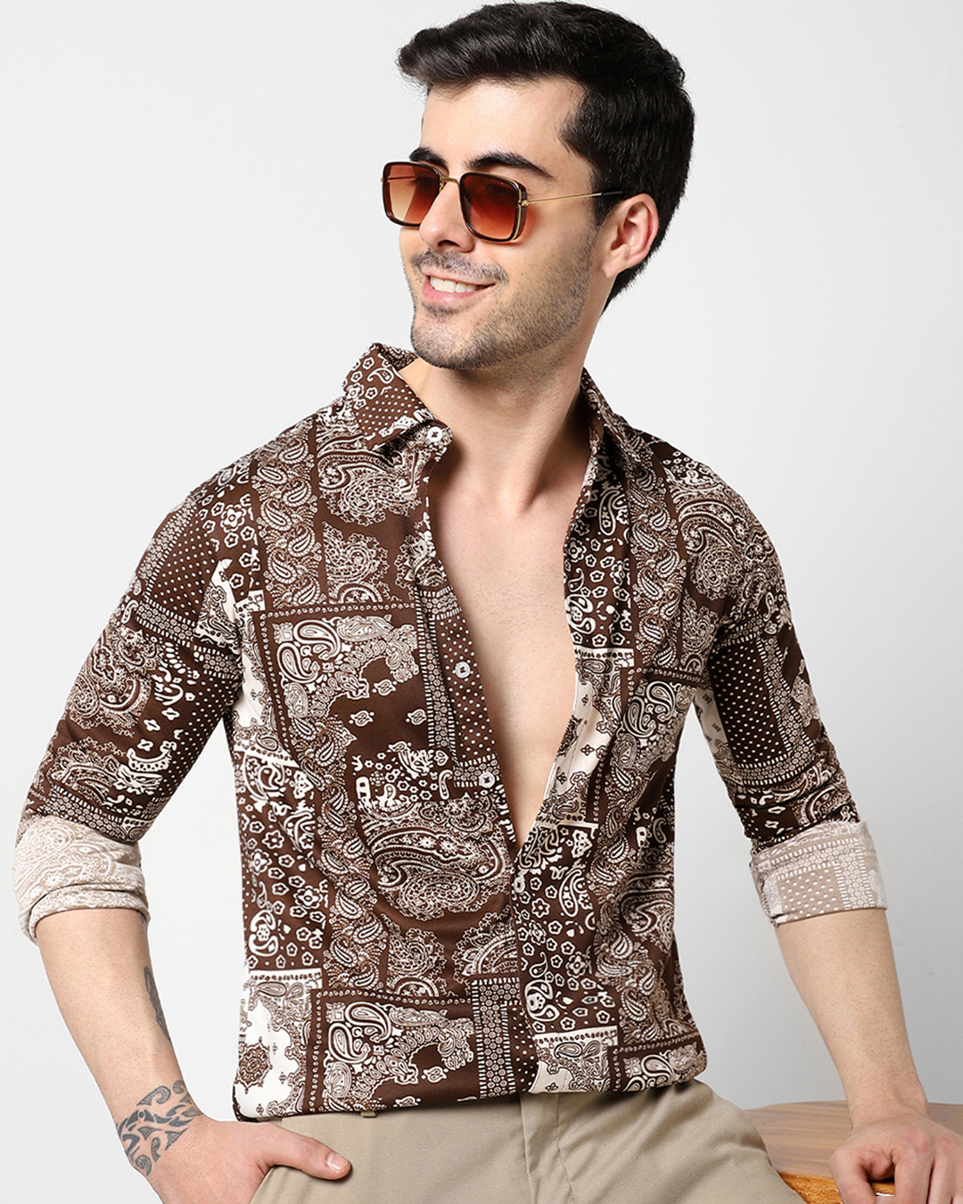Buy Men's Brown Paisley Printed Shirt Online at Bewakoof
