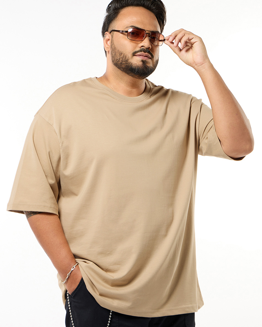 Buy Men's Brown Oversized Plus Size T-shirt Online at Bewakoof