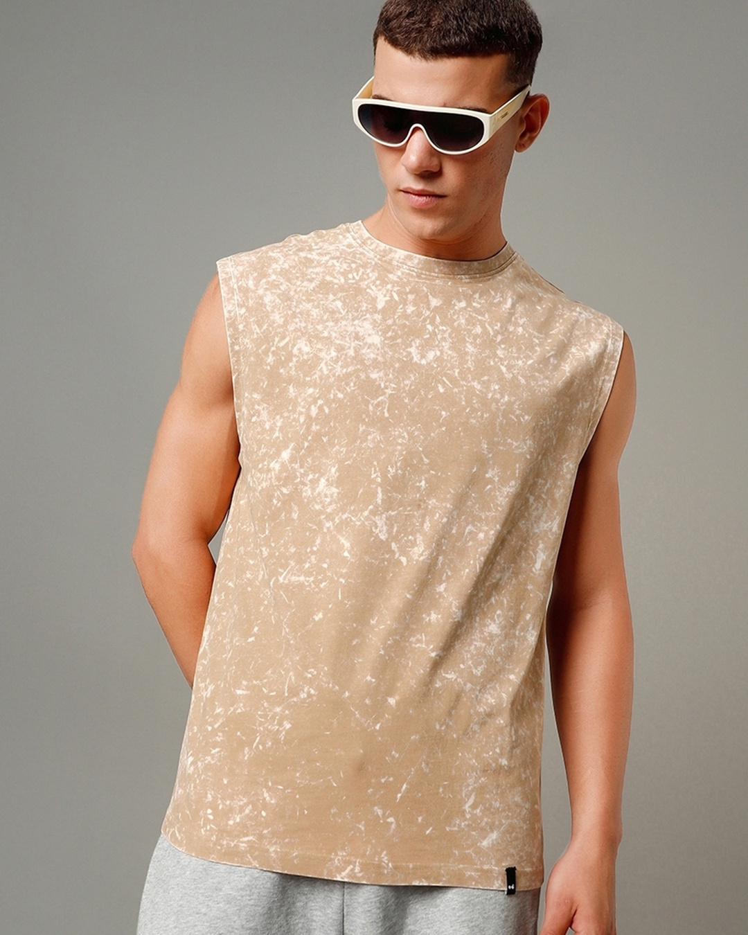 Buy Men's Brown Printed Oversized Vest Online at Bewakoof