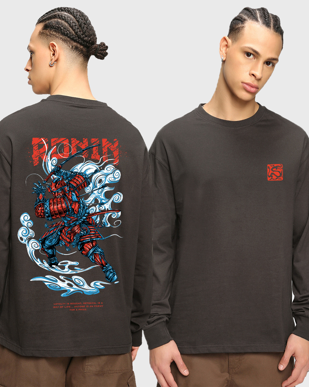 Buy Men's Brown Ronin Graphic Printed Oversized T-shirt Online at Bewakoof