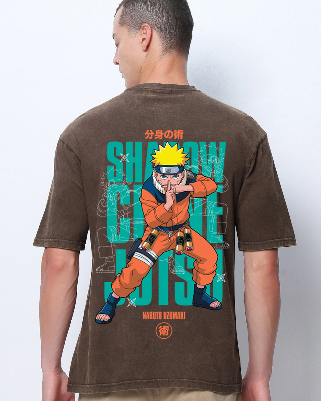 Buy Men's Brown Shadow Clone Graphic Printed Oversized T-shirt Online ...