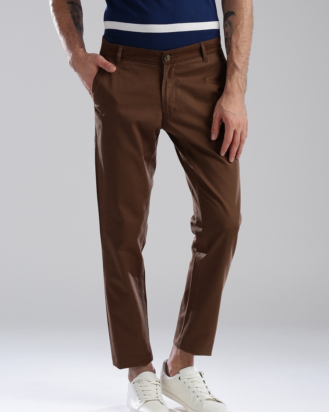 Buy Men's Brown Slim Fit Chinos Online at Bewakoof