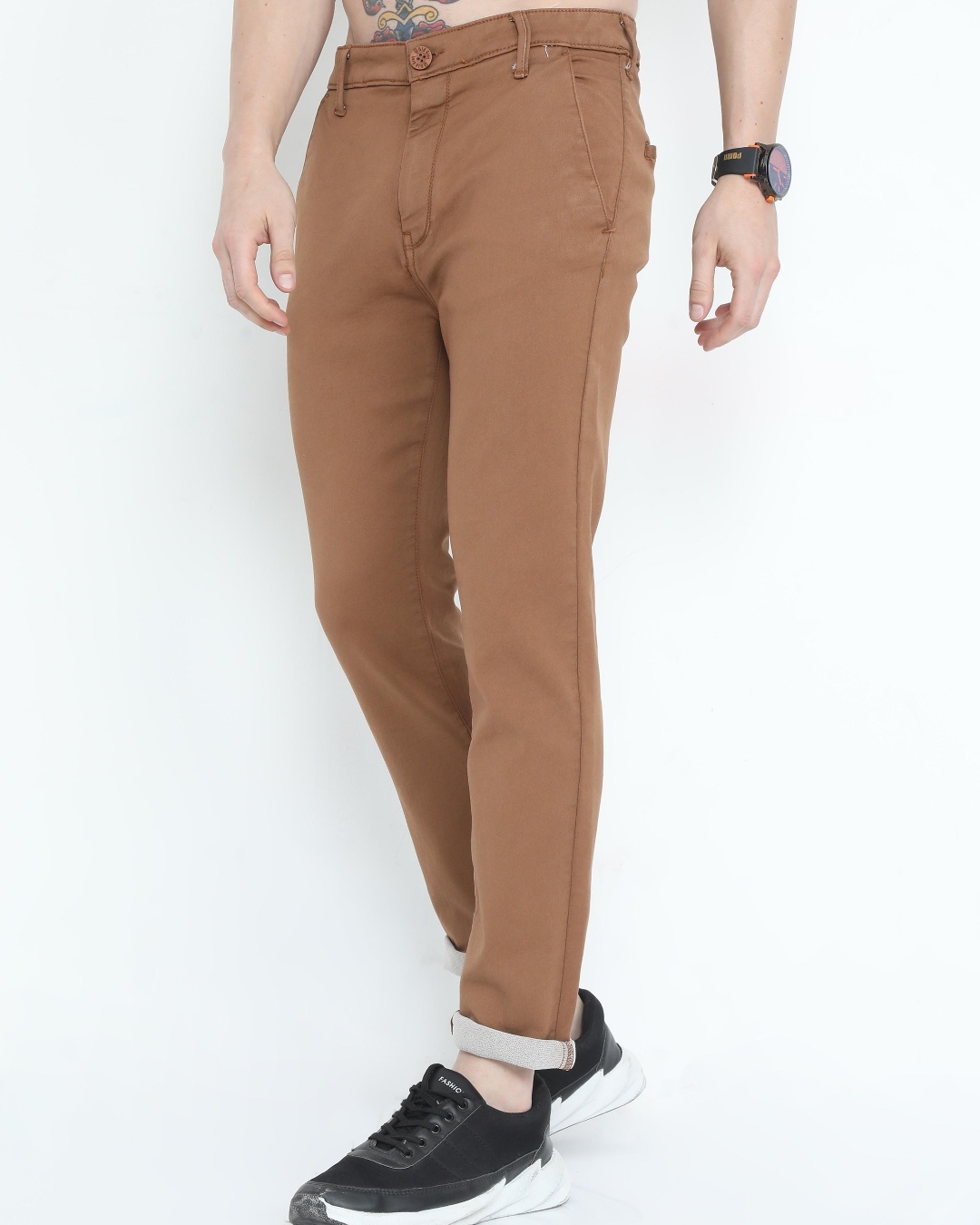 Buy Men's Brown Slim Fit Trousers Online at Bewakoof