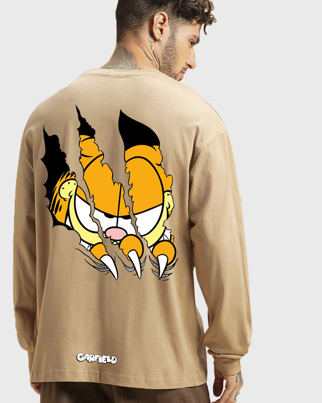 Buy Men's Brown Smiling Cat Graphic Printed Oversized T-shirt Online at ...