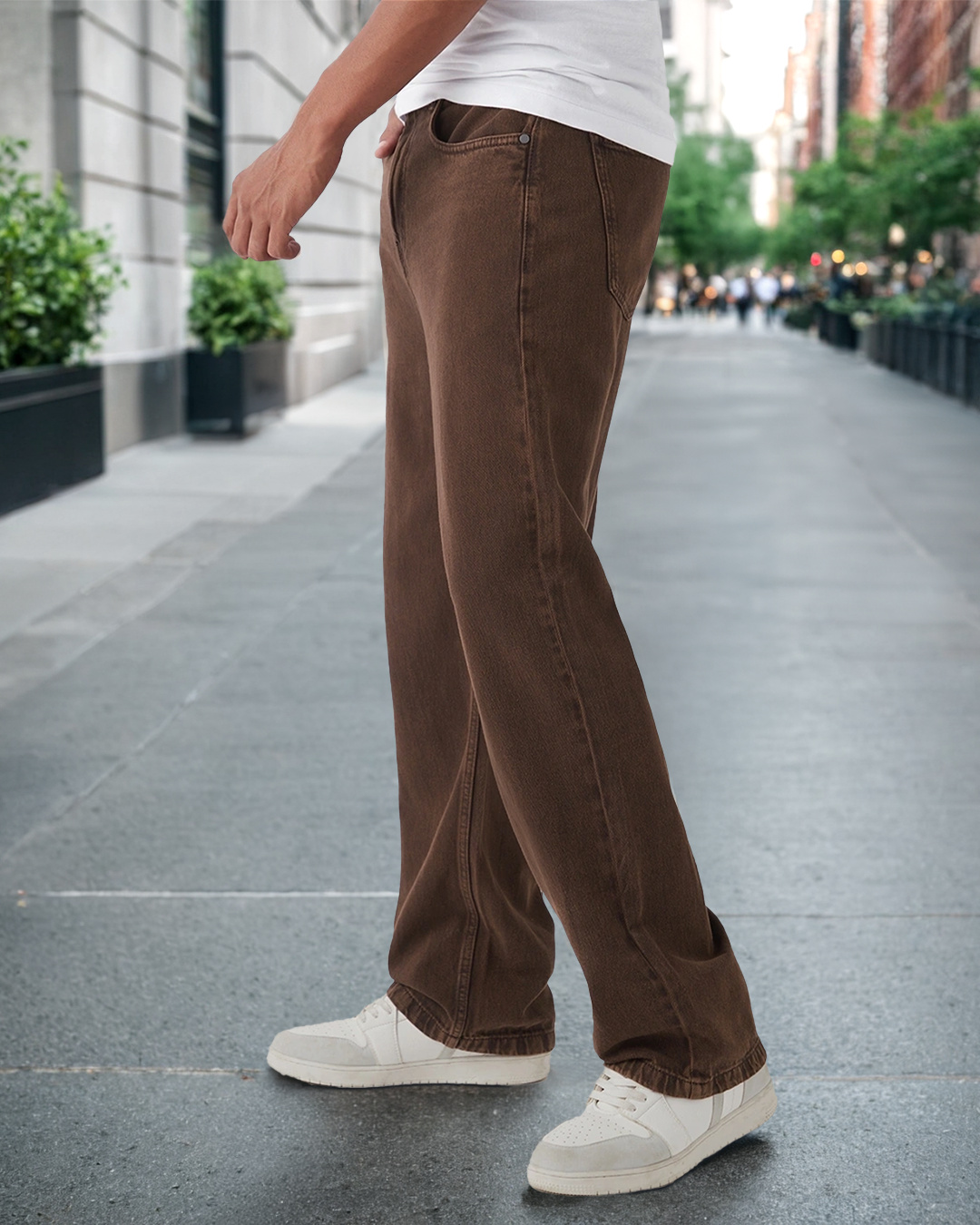 Buy Men's Brown Baggy Fit Acid Wash Mid-Rise Jeans Online at Bewakoof