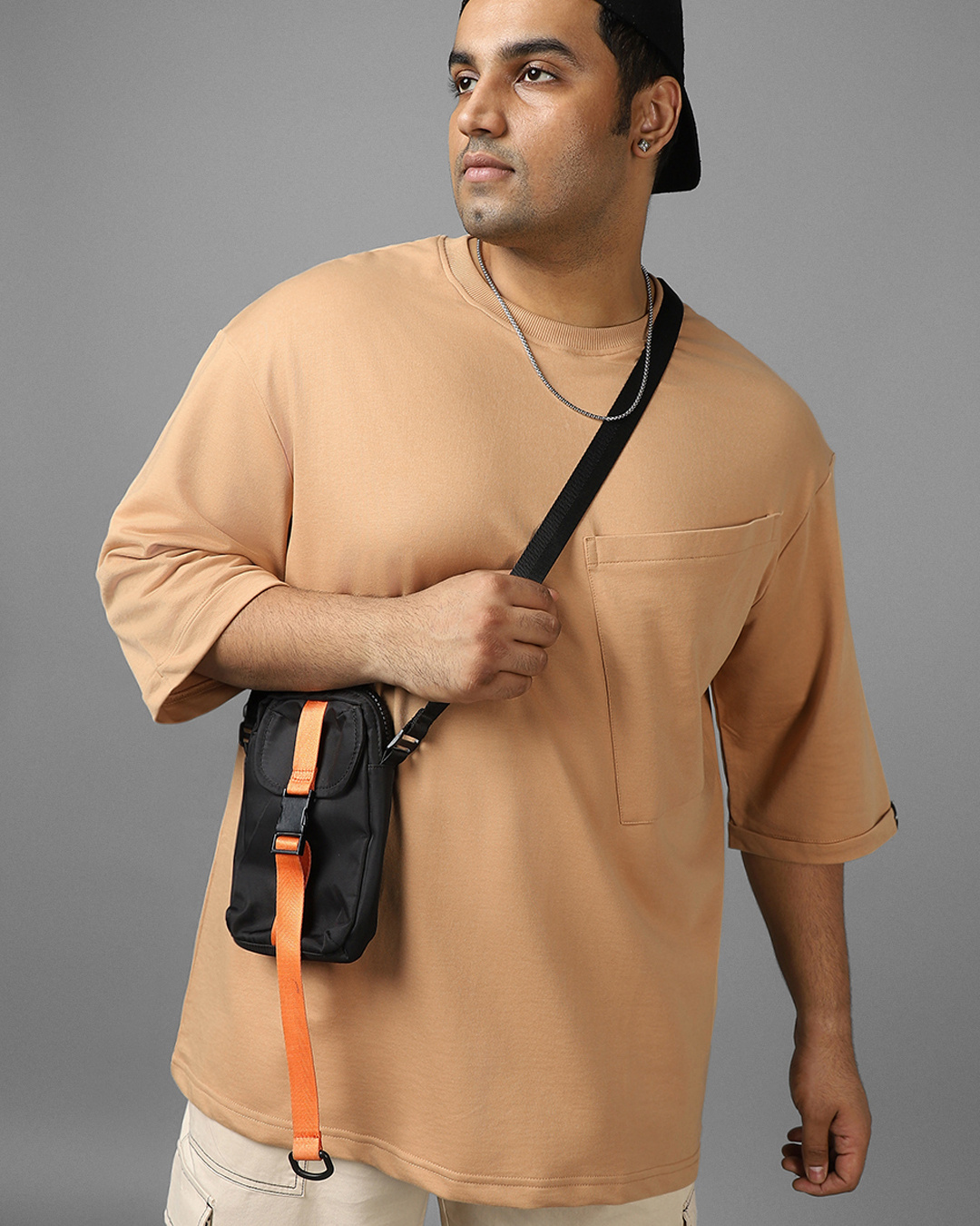 Buy Men's Brown Super Loose Fit Plus Size T-shirt Online at Bewakoof