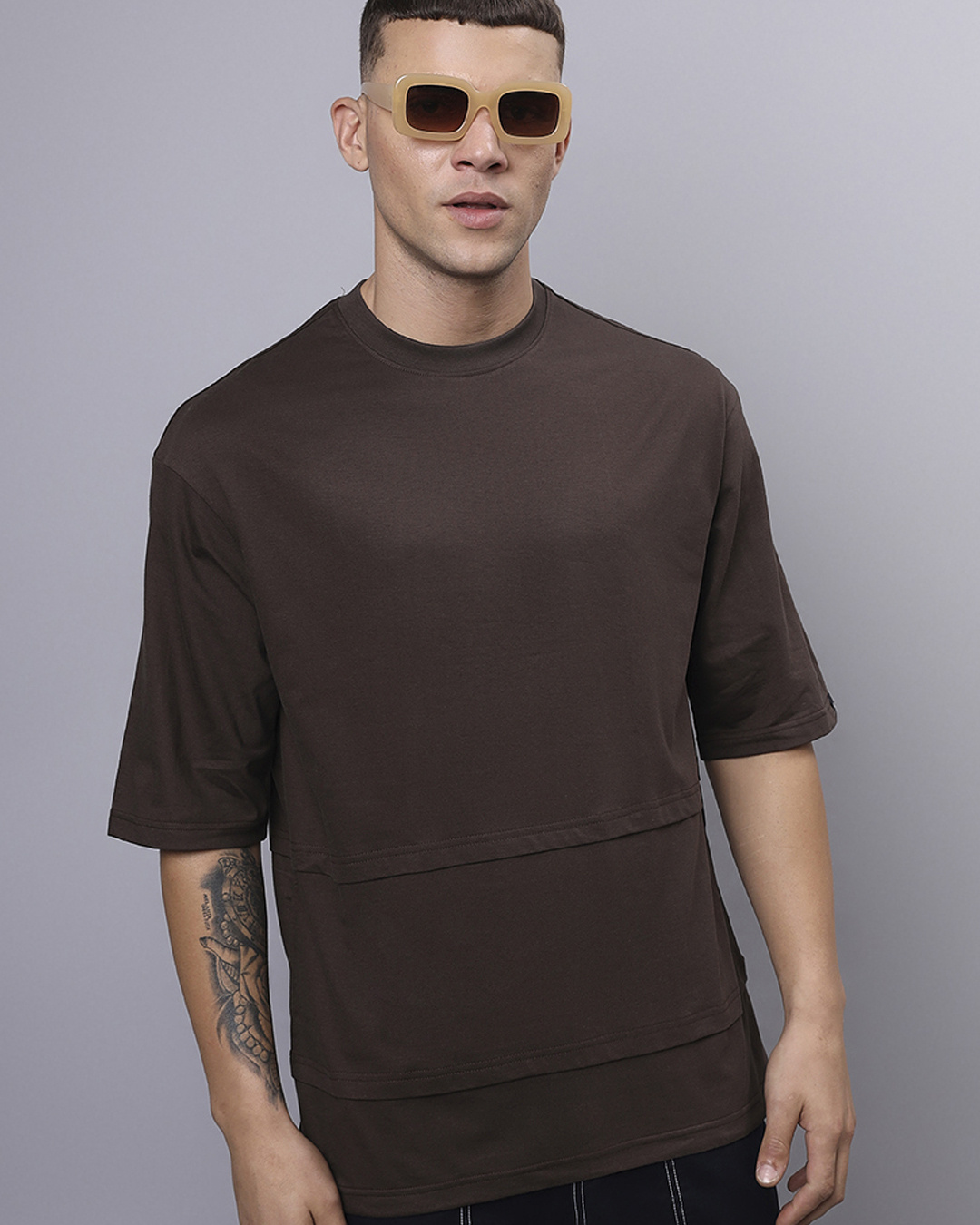Buy Men's Brown Super Loose Fit T-shirt Online at Bewakoof