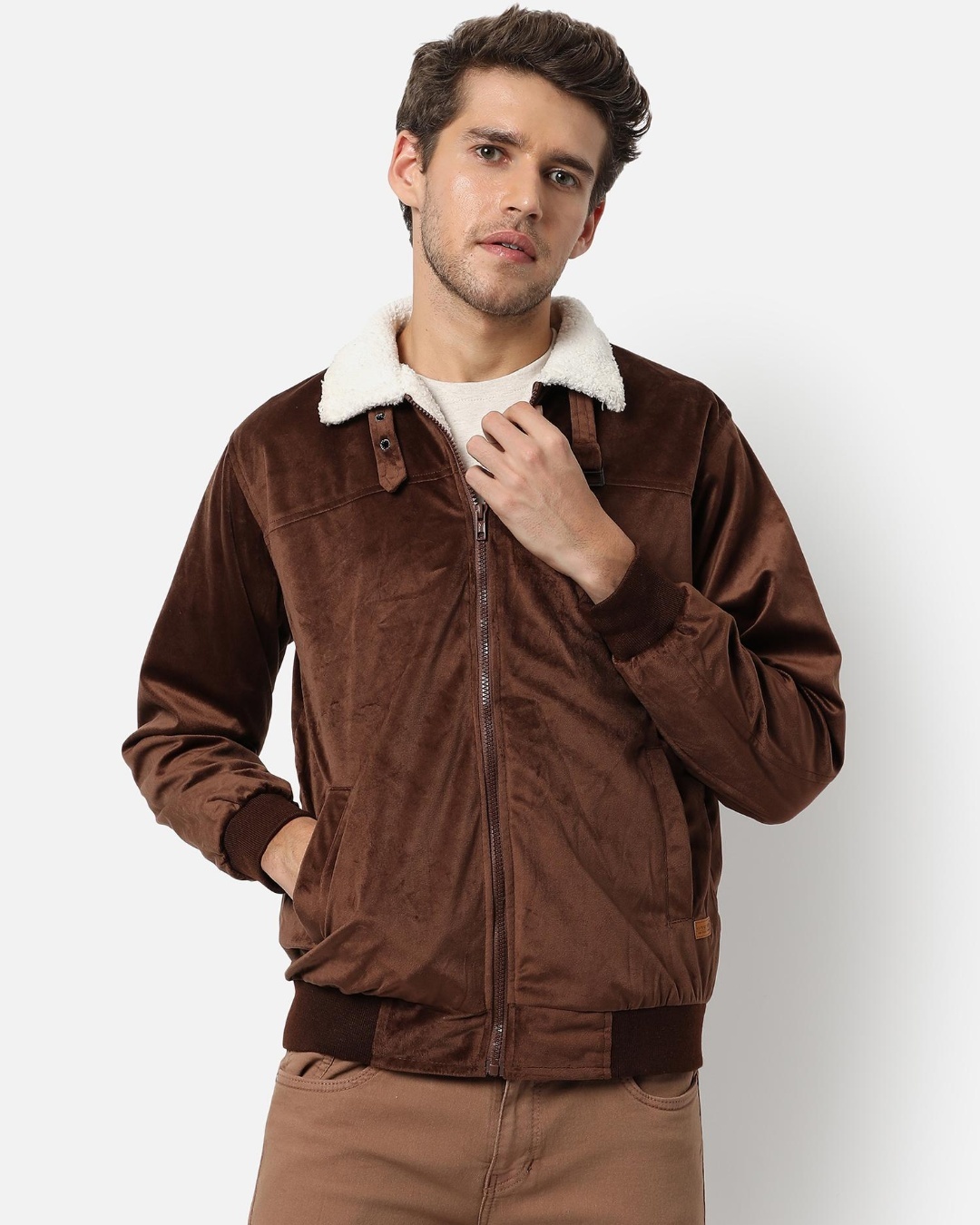 Buy Men's Brown Swede Jacket Online at Bewakoof