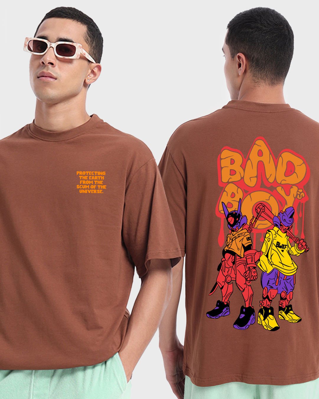 Buy Men's Brown The Saviour Graphic Printed Oversized T-shirt Online at ...