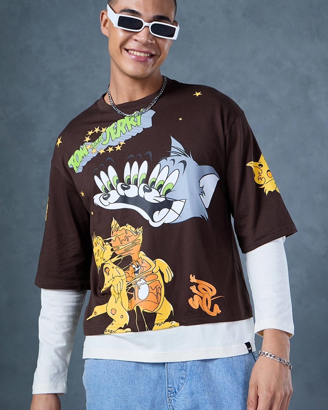 Buy Men's Brown Tom & Jerry Graphic Printed T-shirt Online at Bewakoof