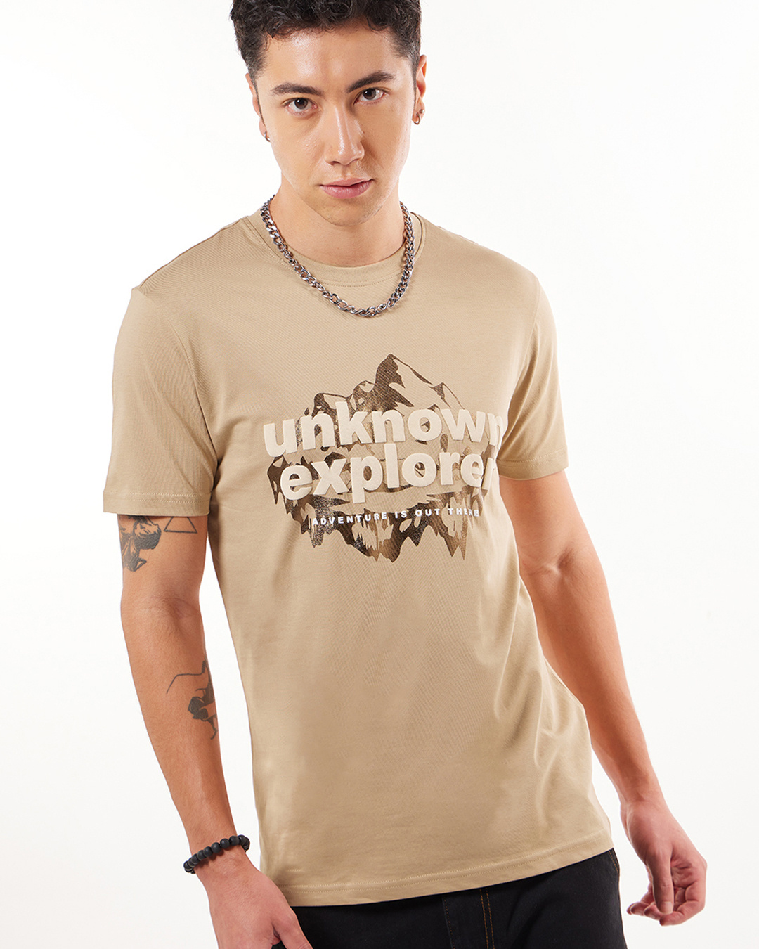 Buy Men's Brown Unknown Explorer Graphic Printed T-shirt Online at Bewakoof