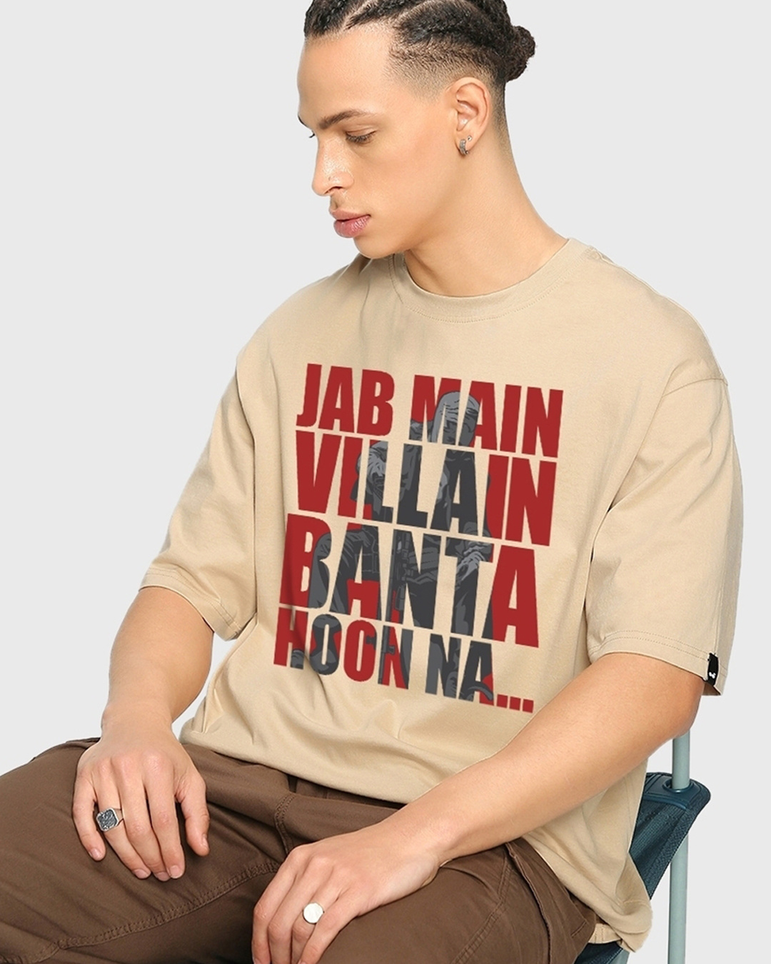 Buy Men's Brown Villain Graphic Printed Oversized T-shirt Online at Bewakoof