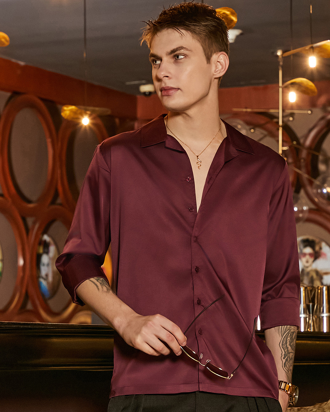 Buy Men's Burgundy Red Shirt Online at Bewakoof