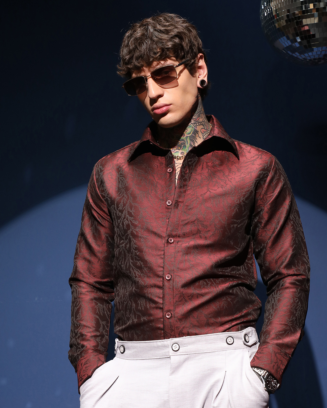 Buy Men's Burgundy Red Textured Shirt Online at Bewakoof