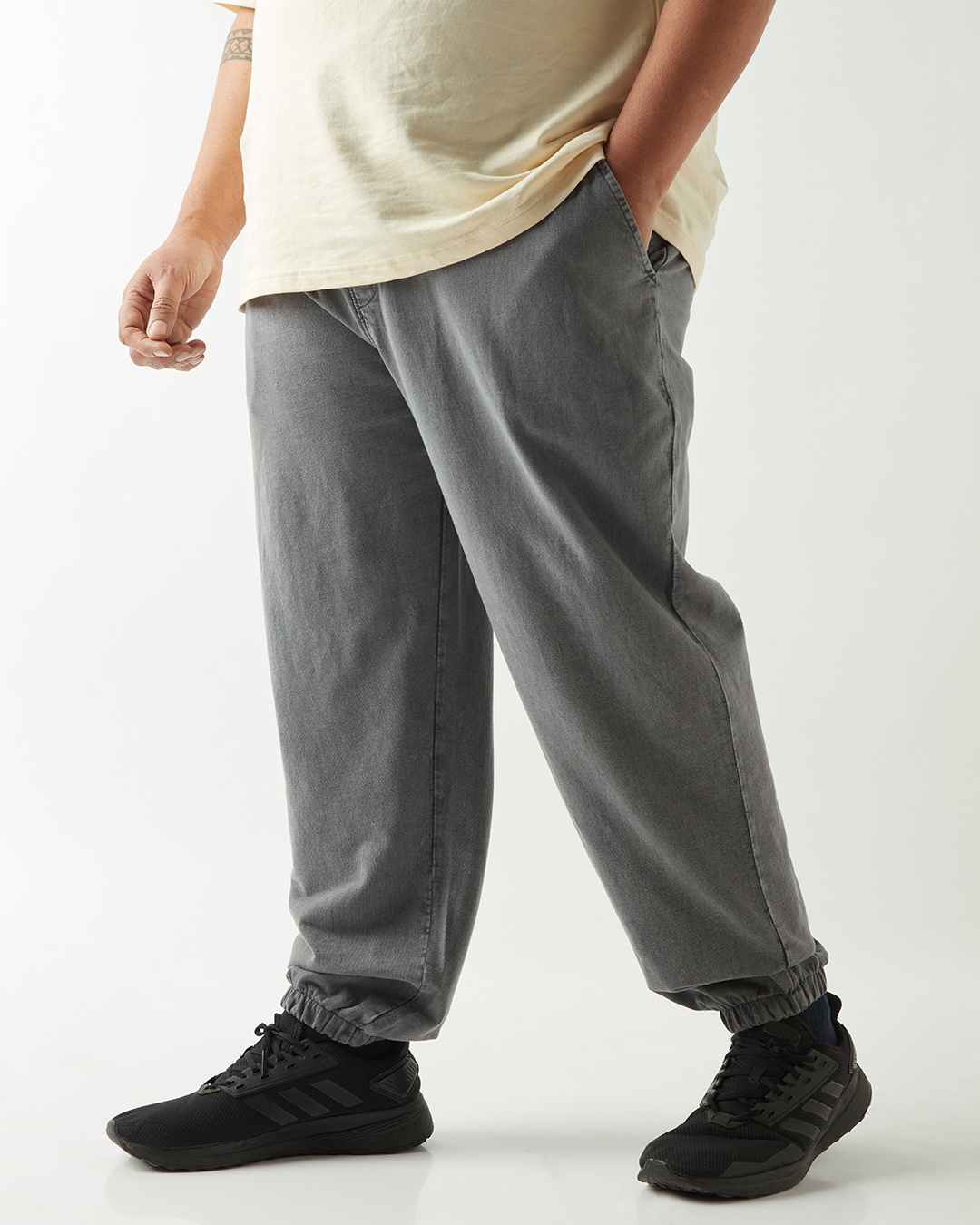 Buy Men's Charcoal Grey Oversized Plus Size Acid Wash Joggers Online at Bewakoof