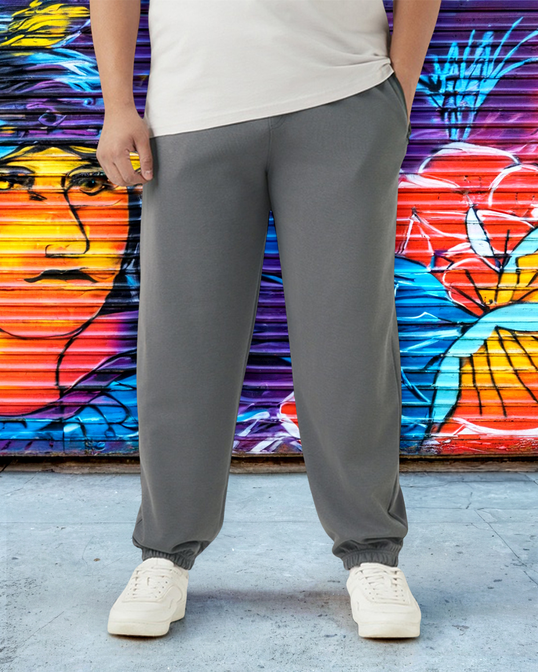 Buy Men's Charcoal Grey Oversized Plus Size Joggers Online at Bewakoof
