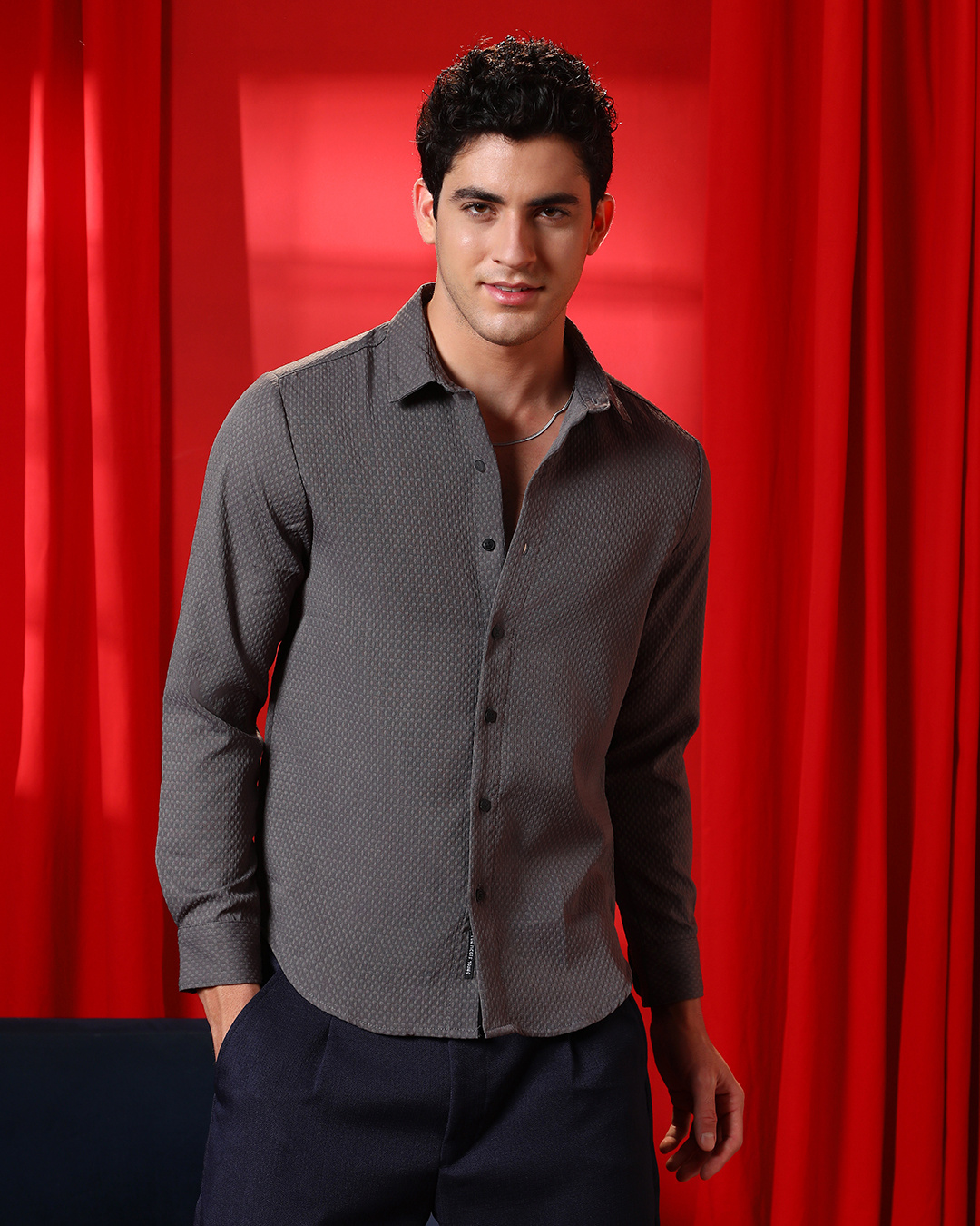 Buy Men's Charcoal Grey Textured Shirt Online at Bewakoof