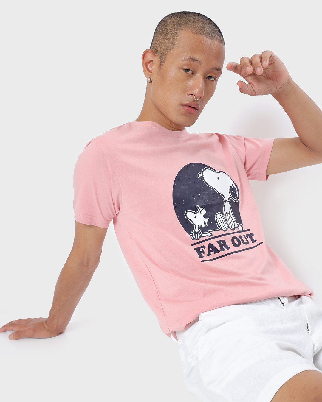 Buy Men's Cheeky Pink Far Out Graphic Printed T-shirt Online at Bewakoof