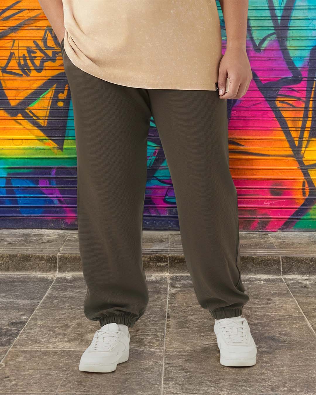 Buy Men's Chocolate Brown Plus Size Textured Joggers Online at Bewakoof