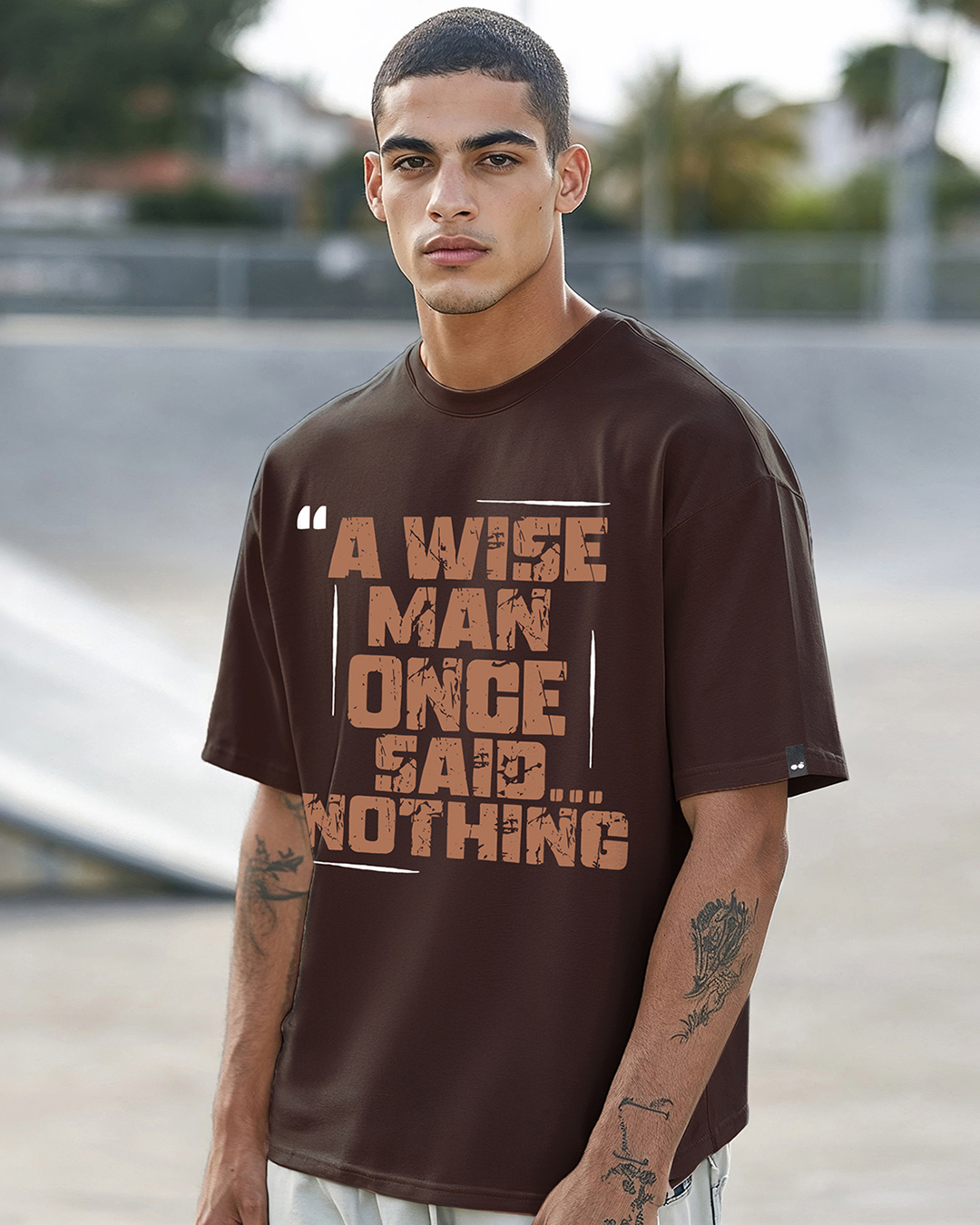 Buy Men's Chocolate Brown Wise Man Typography Oversized T-shirt Online ...