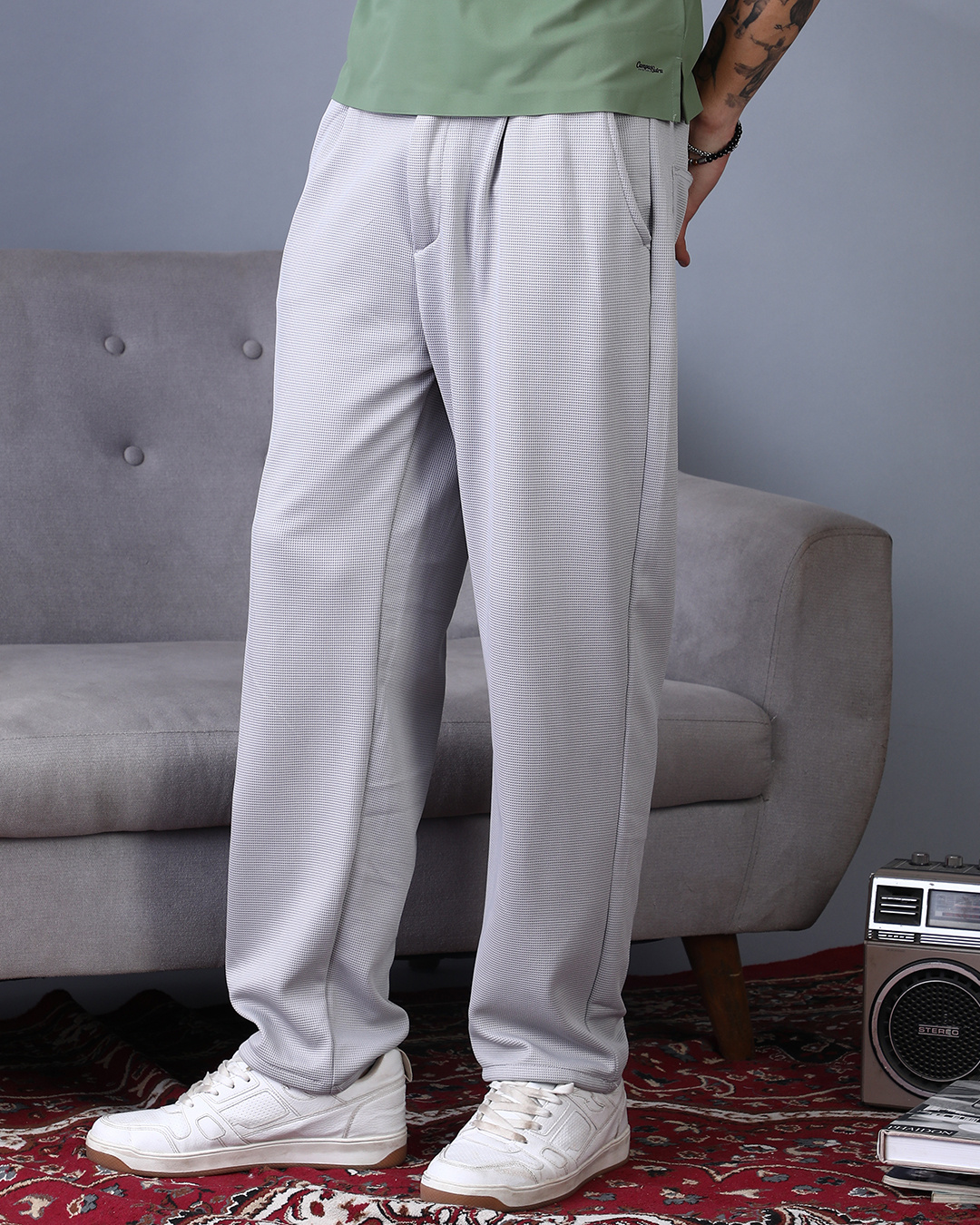 Buy Men's Cloud Grey Straight Fit Pants Online at Bewakoof