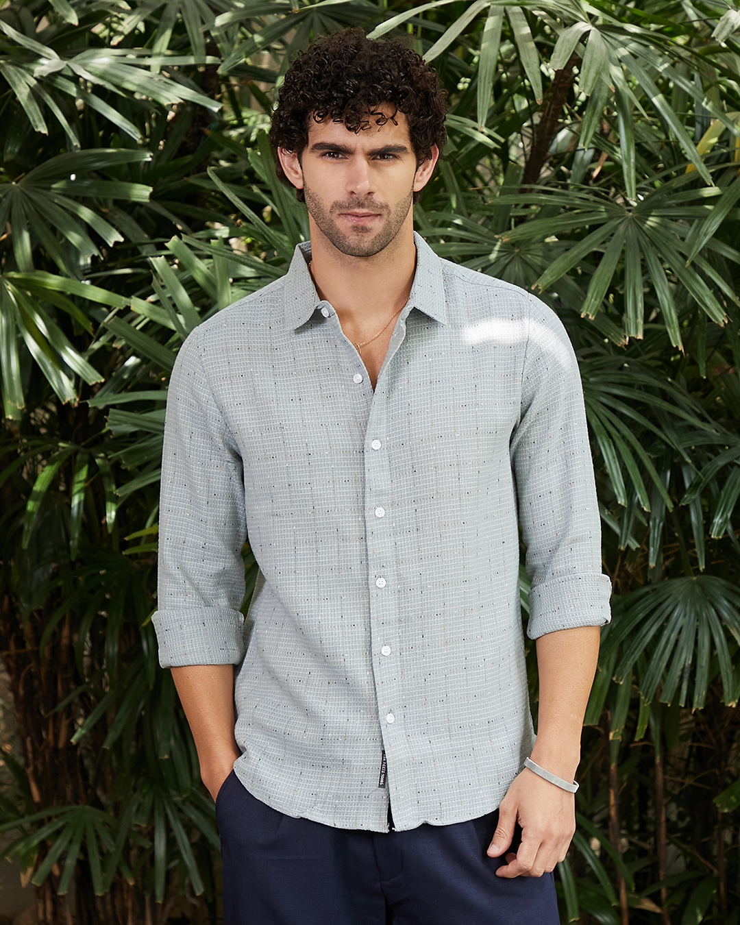 Buy Men's Cloud Grey Textured Shirt Online at Bewakoof