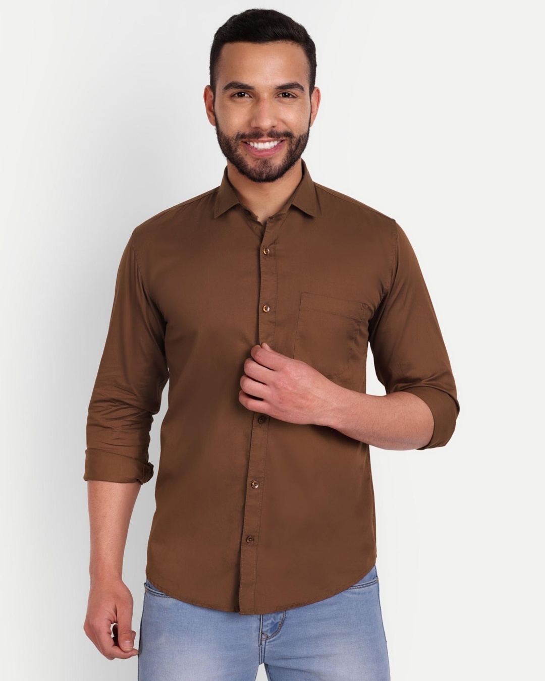 Buy Men's Coffee Slim Fit Shirt Online at Bewakoof