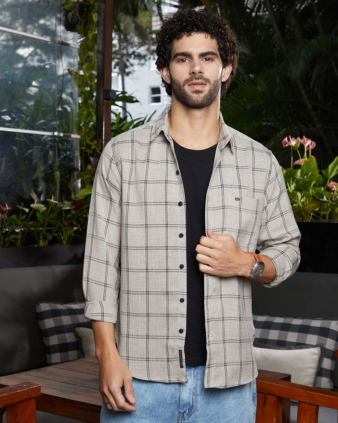 Buy Men's Coin Grey Checked Shirt Online at Bewakoof