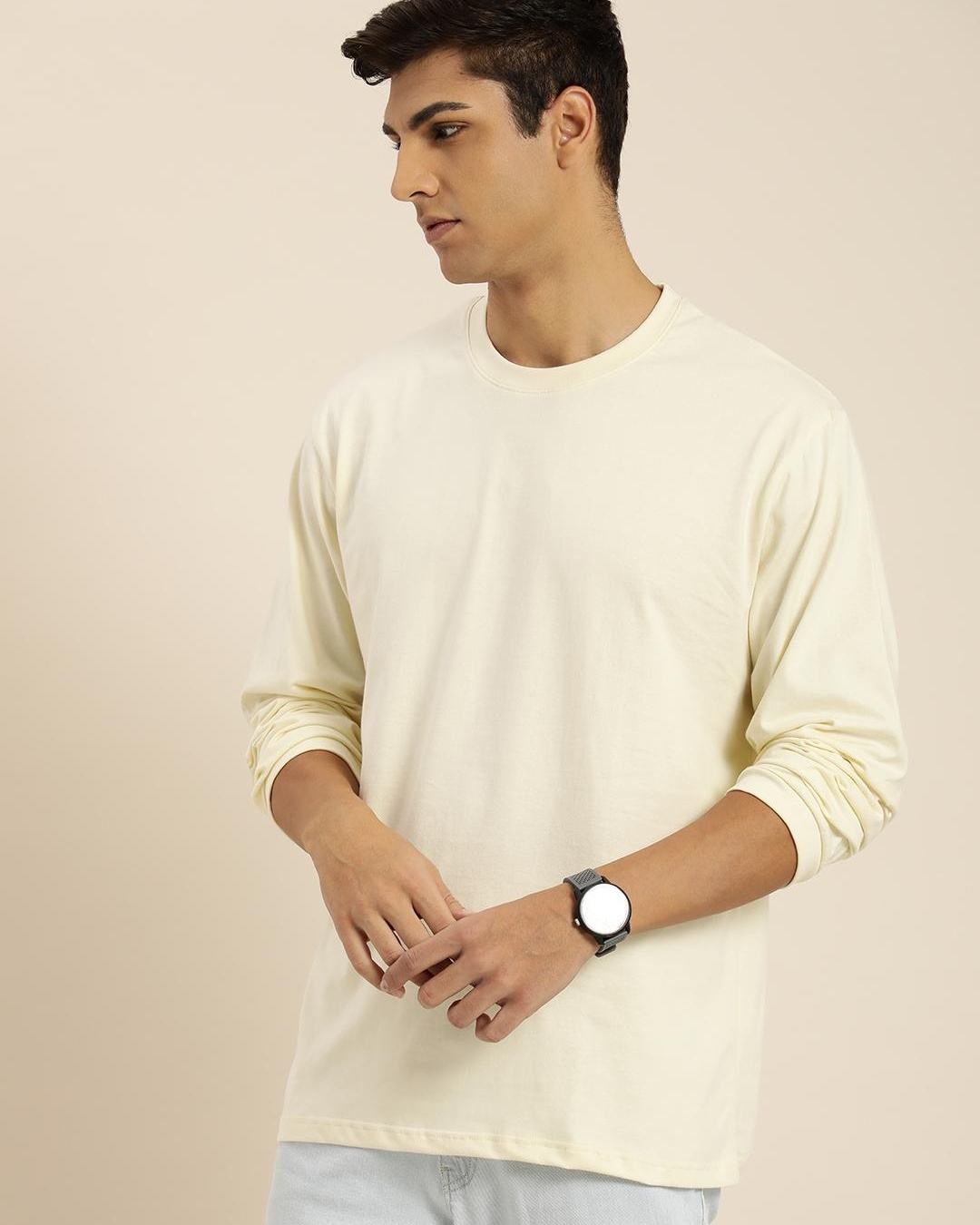 Buy Men's Cream Oversized T-shirt Online at Bewakoof