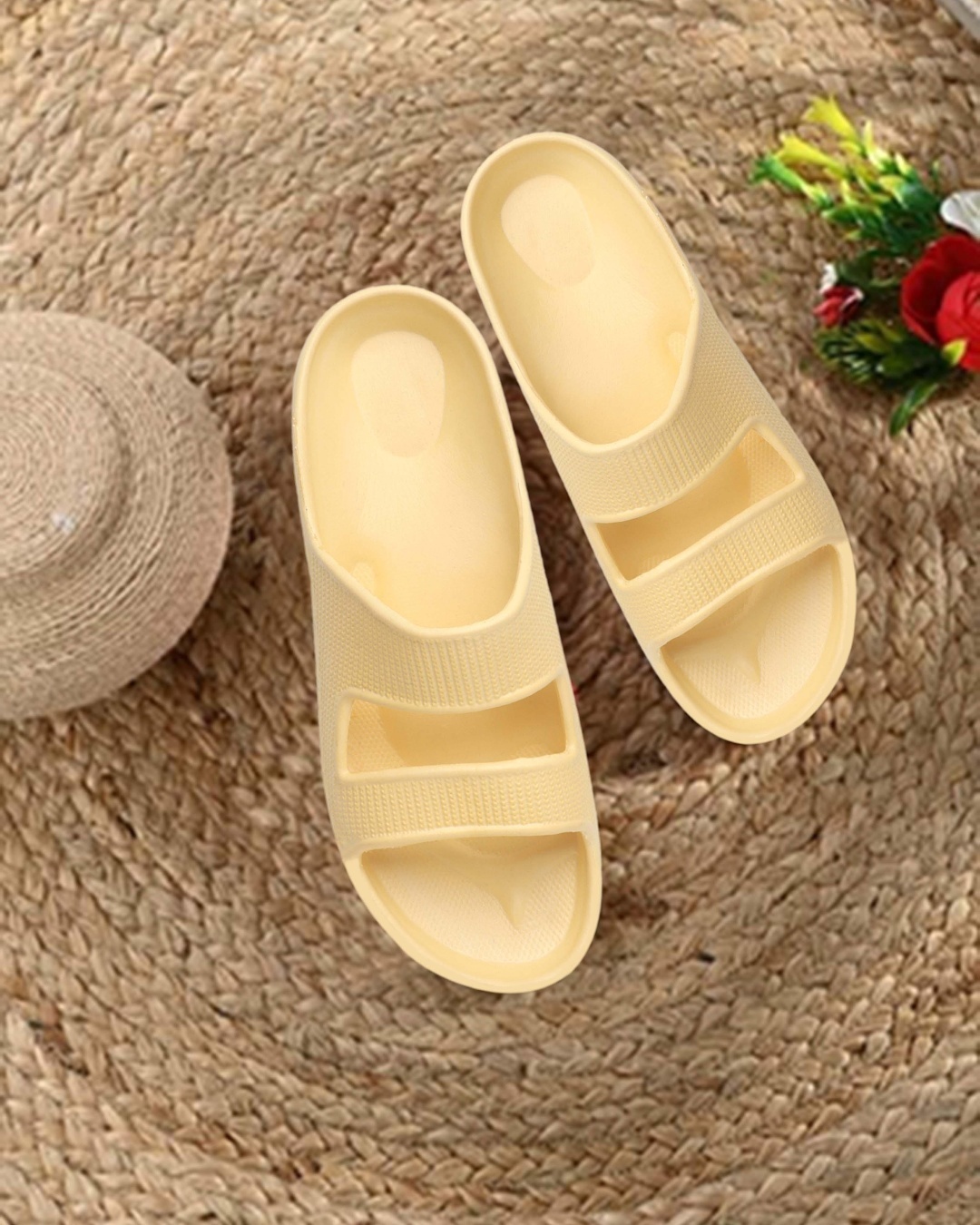 Buy Men's Cream Sliders Online in India at Bewakoof