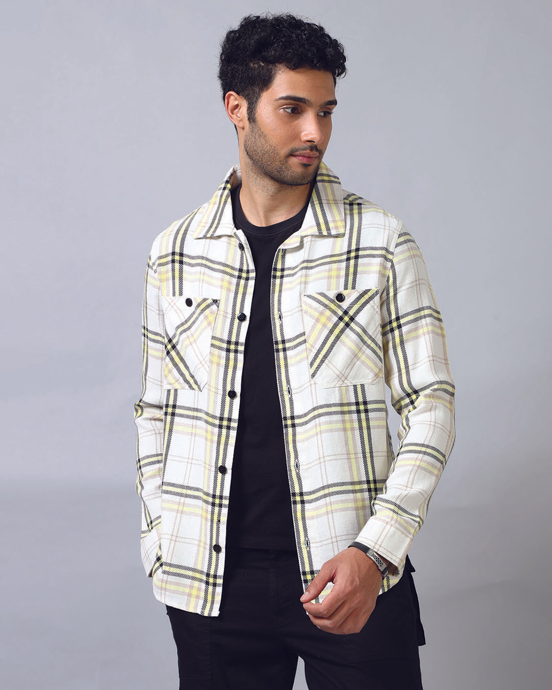 Buy Men's Cream & Yellow Checked Shirt Online at Bewakoof