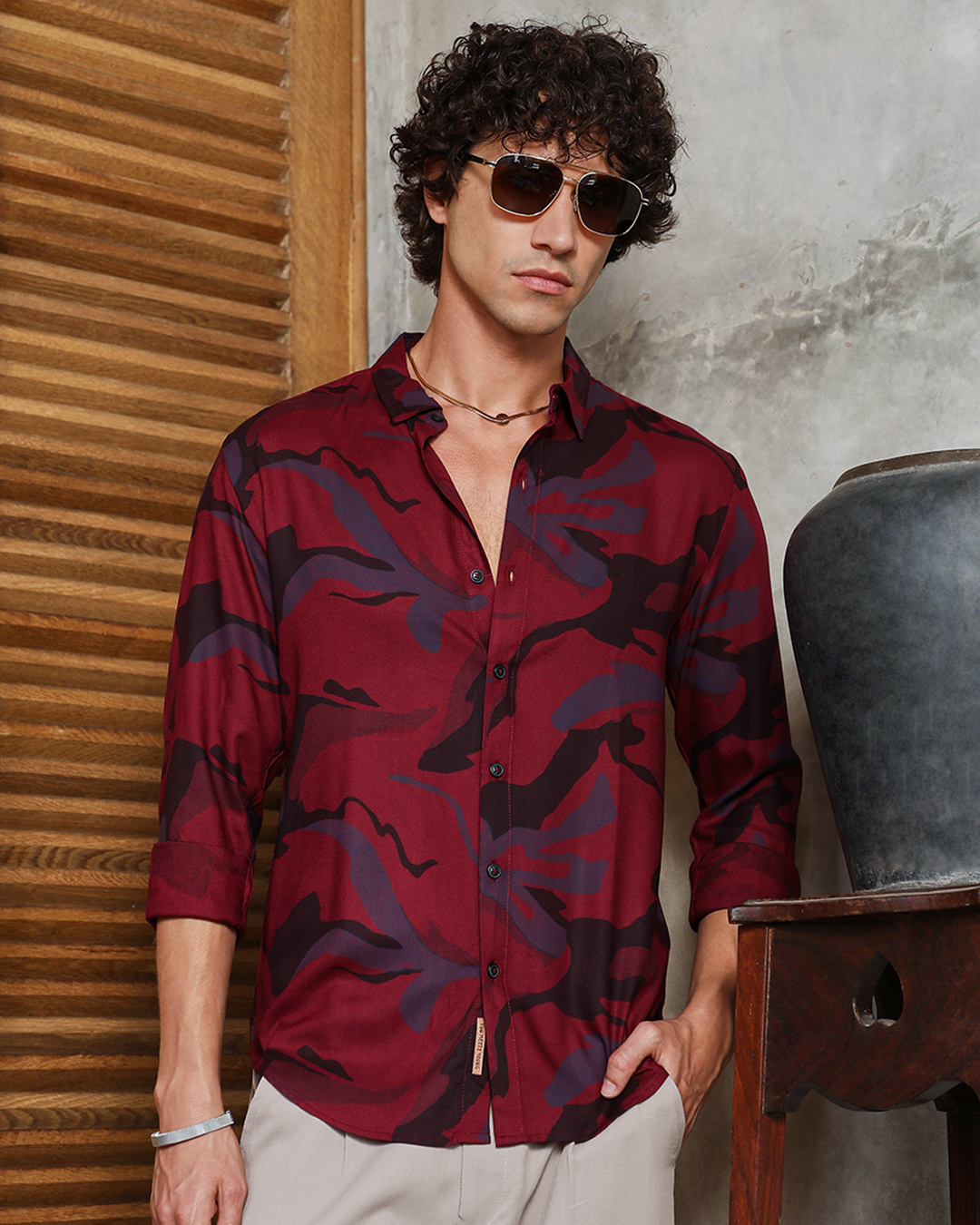 Buy Men's Crimson Red All Over Printed Shirt Online at Bewakoof