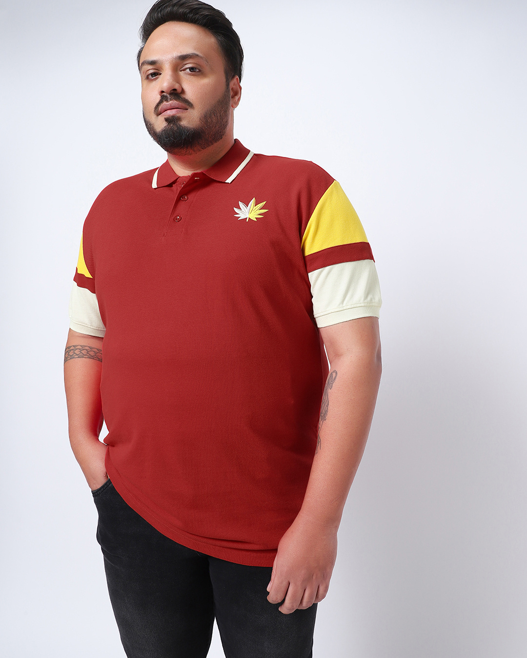 Buy Men's Crimson Red Cut N Sew Plus Size Polo T-shirt Online at Bewakoof