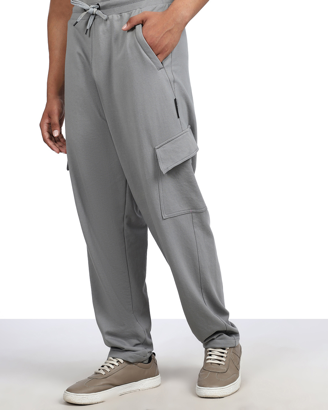 Buy Men's Dark Grey Loose Comfort Fit Cargo Track Pants Online at Bewakoof