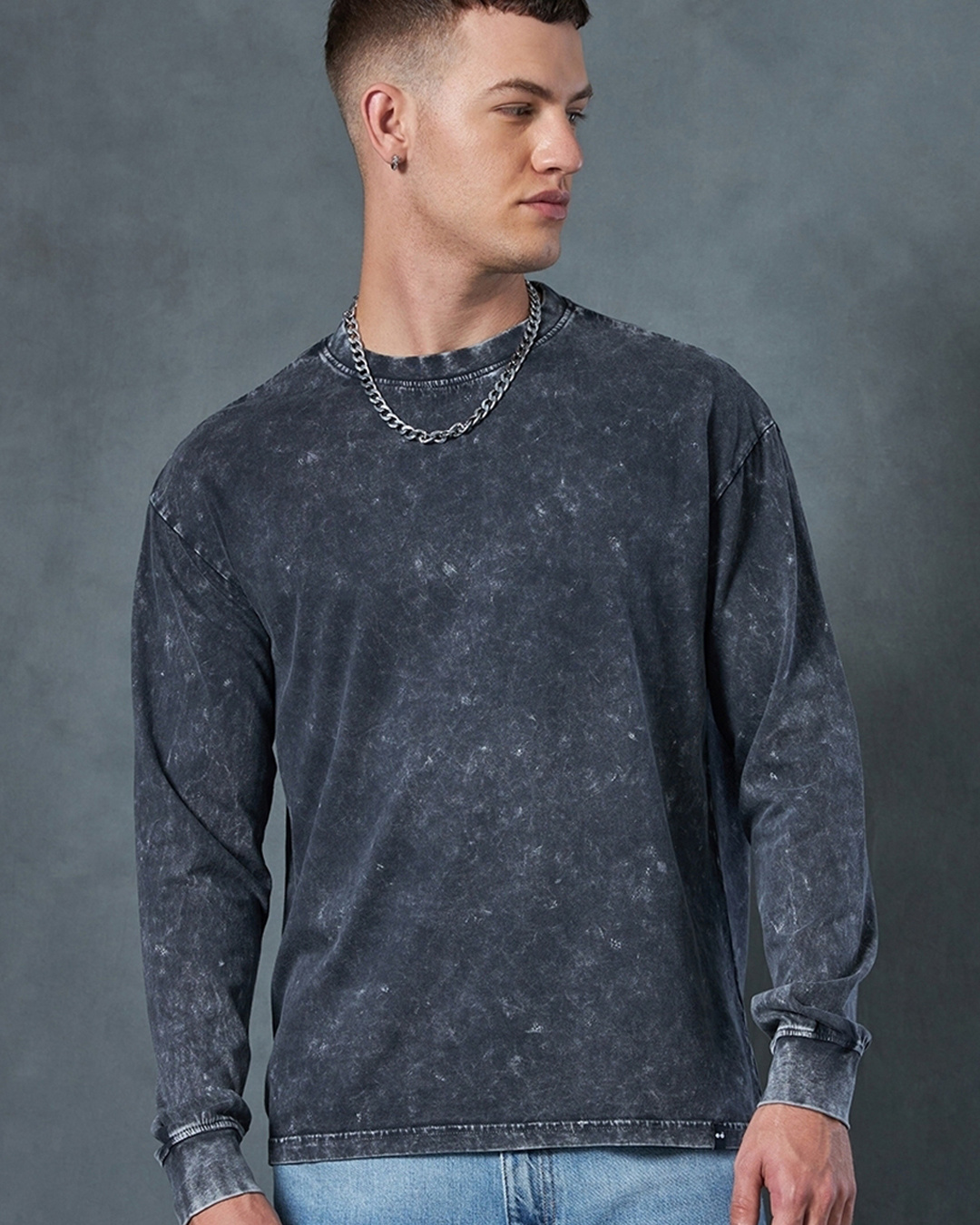 Buy Men's Dark Grey Oversized Acid Wash T-shirt Online at Bewakoof