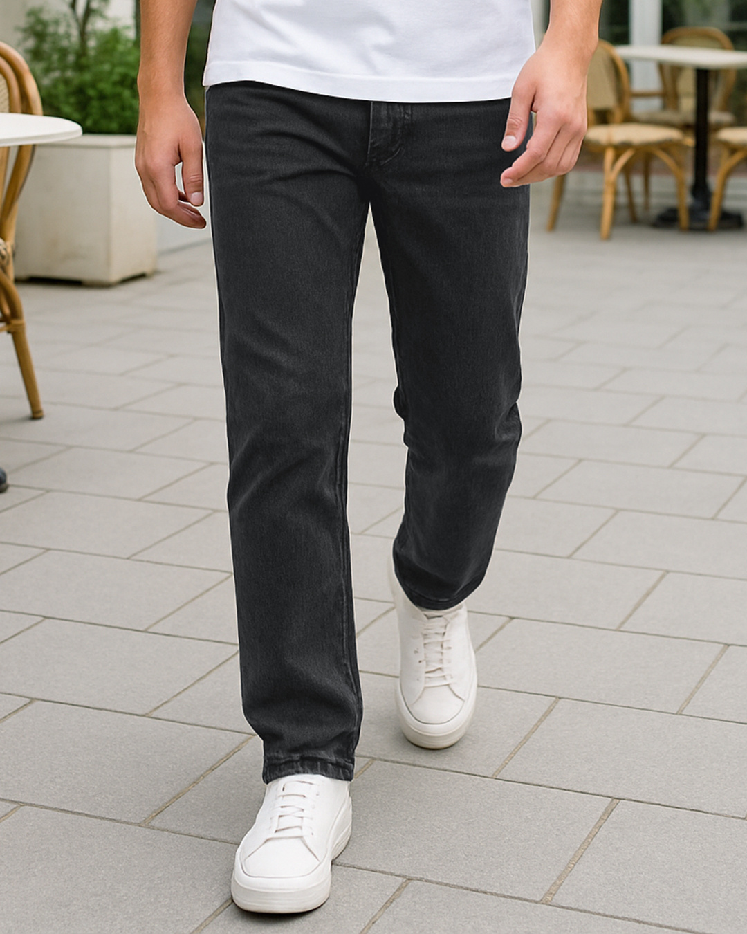 Buy Men's Dark Grey Slim Straight Fit Washed Stretchable Jeans Online ...