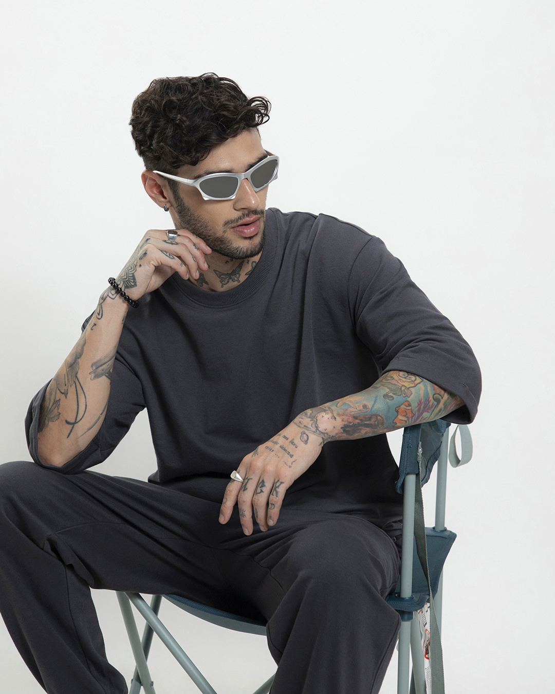 Buy Men's Grey Super Loose Fit T-shirt Online at Bewakoof