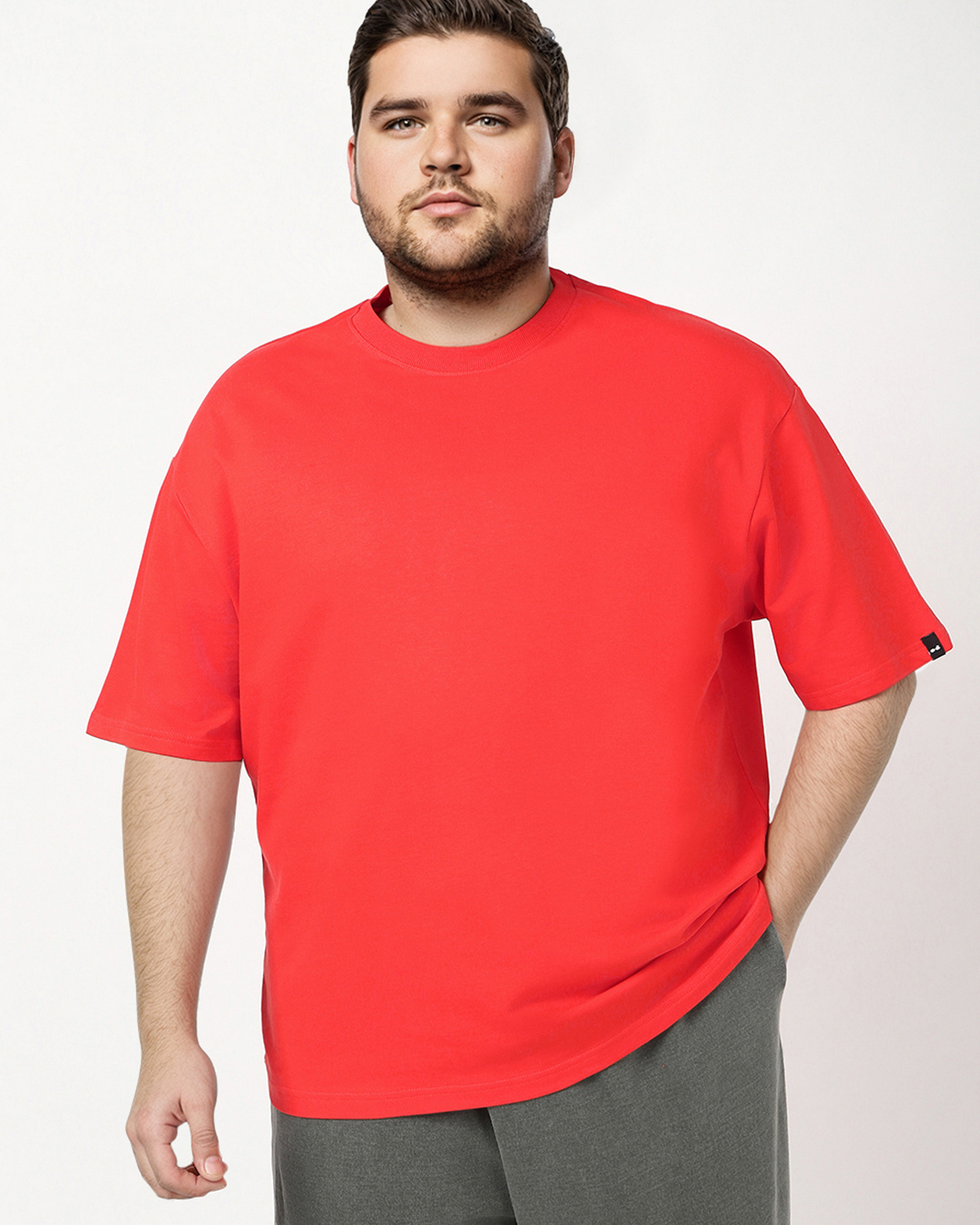 Buy Men's Fiesta Red Oversized Plus Size T-shirt Online at Bewakoof