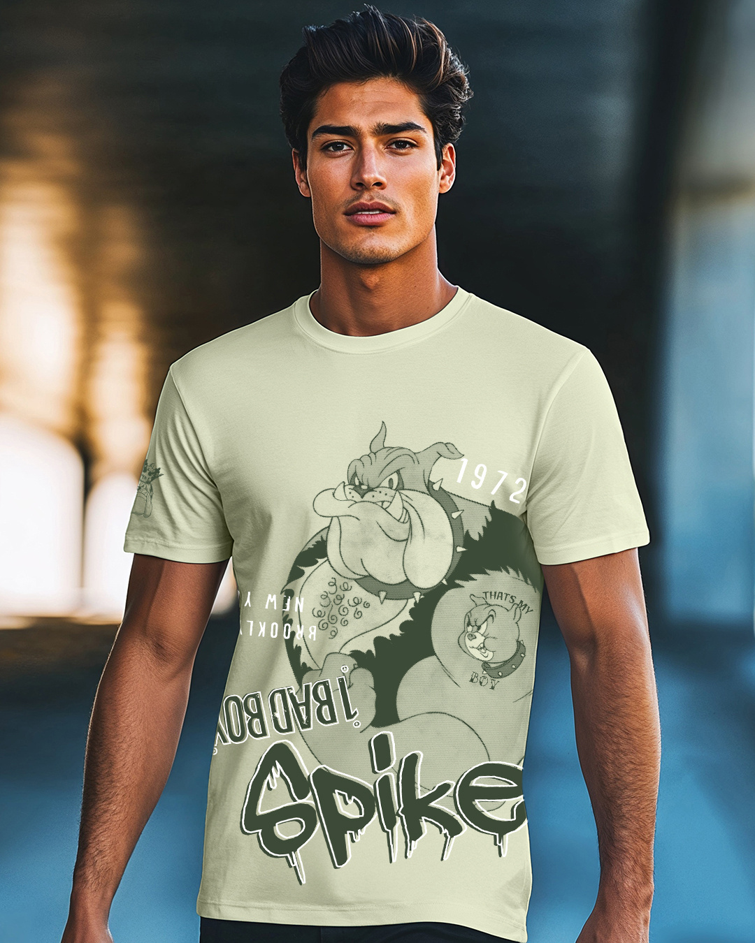 Buy Men's Fog Green Spike Graphic Printed T-shirt Online at Bewakoof