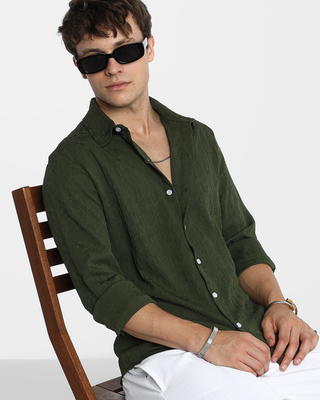 Buy Men's Forest Green Textured Shirt Online at Bewakoof