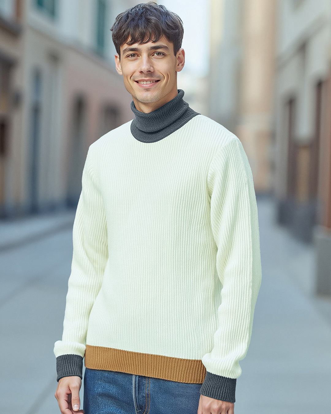 Buy Men's Gardenia Flatknit Sweater Online at Bewakoof