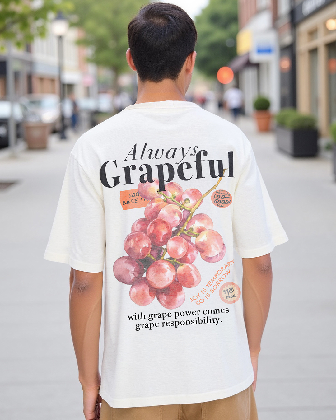 Buy Men's Gardenia Grapeful Graphic Printed Oversized T-shirt Online at ...